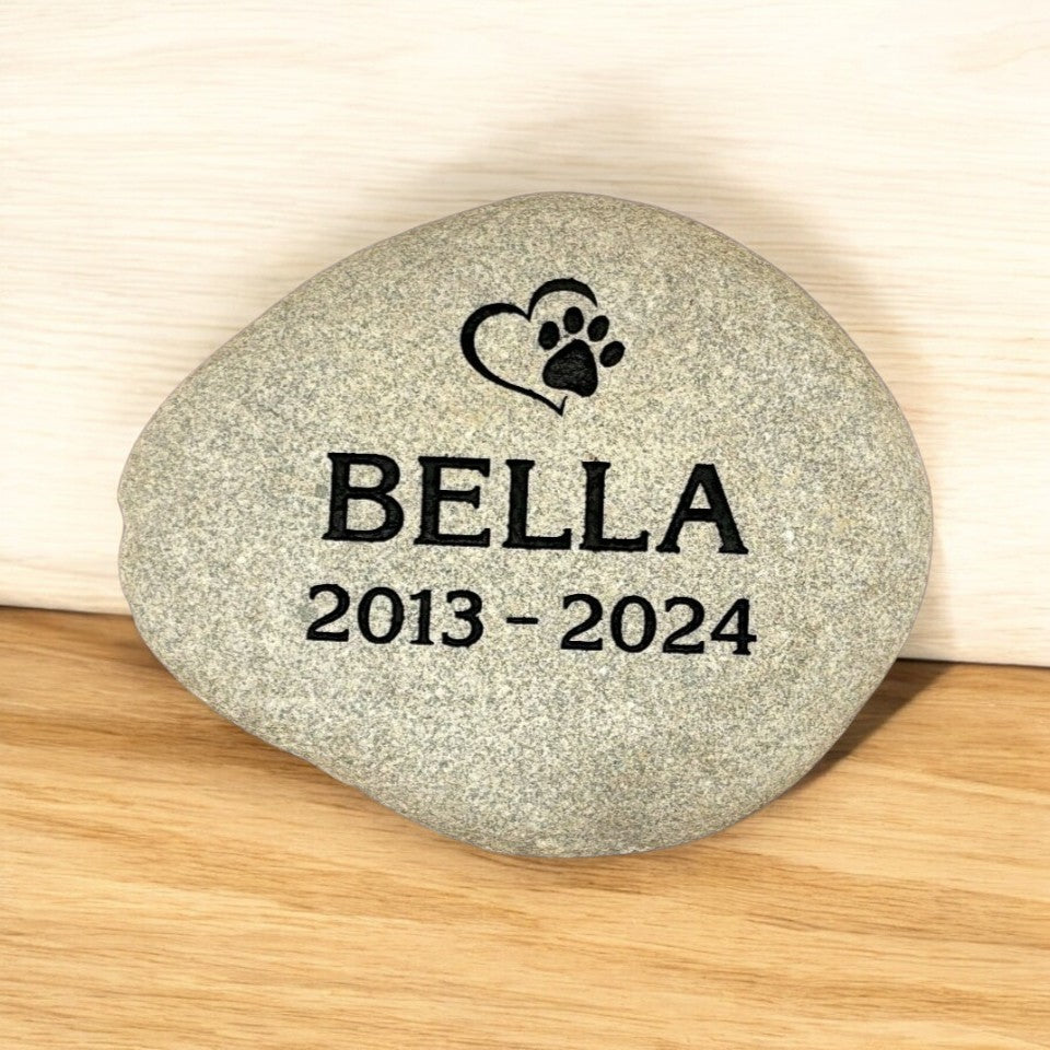 Medium: 6-9" Engraved Natural Stone Pet Memorial - Realpetstones.com